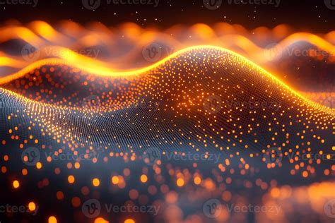 Abstract Glowing Waveform With Orange Dots Digital Futuristic Design For Technology Concepts