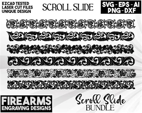 Scroll Work Slide Pattern Bundle Vector Gun Scroll Designs Firearms Scroll Svg Simple Gun