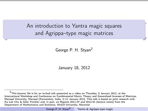 An Introduction To Yantra Magic Squares And Agrippatype Magic Matrices Docslib