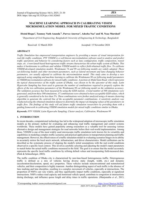 Pdf Machine Learning Approach In Calibrating Vissim Microsimulation Model For Mixed Traffic