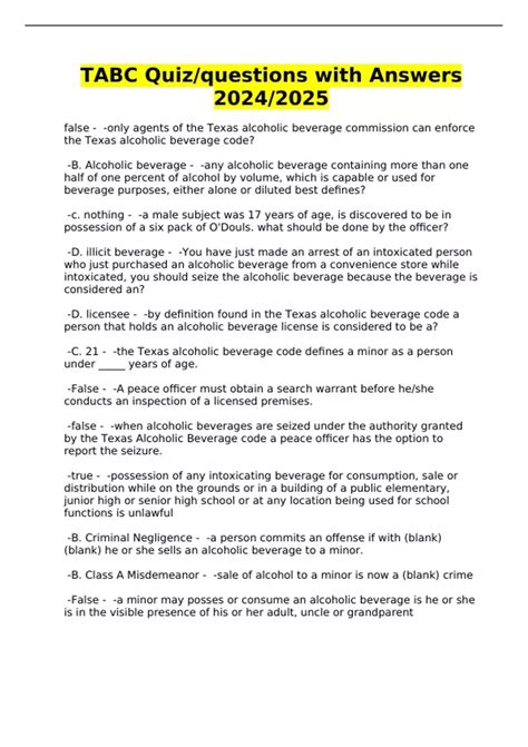 Tabc Quiz Questions With Answers 2024 2025 Tabc Quiz Questions With Answers 2024 2025 Stuvia Uk