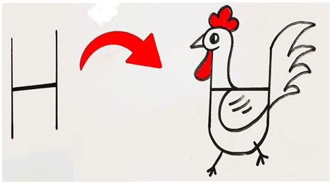Hen Drawing From H Letter Hen Draw Step By Step মুরগি আঁকা Hen Draw For Beginners Artgallary