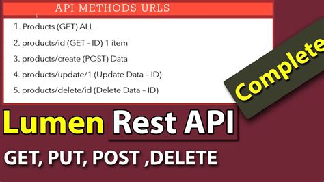 Complete Lumen Api Development Crud File Upload Get Post Put Delete Post Man Testing