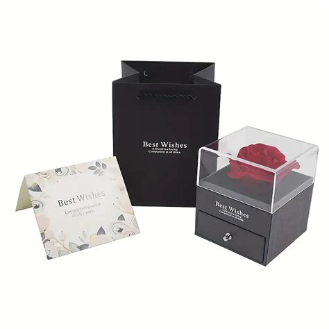 반지 귀걸이 립스틱 팔찌 등 작은 선물을 위한 가방과 인사말이 담긴 시뮬레이션 레드 로즈 보석함 1개 어머니 Temu Korea