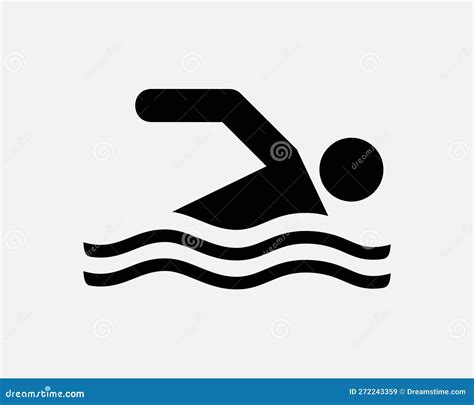 Swimming Icon Swim Swimmer Man Stick Figure Sport Athlete Vector Icon Stock Vector
