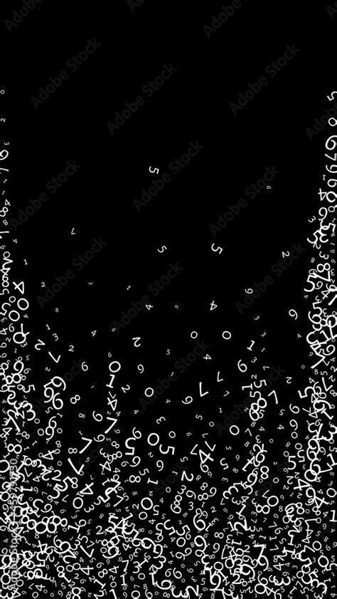 Falling Numbers Big Data Concept Binary White Messy Flying Digits Extraordinary Futuristic