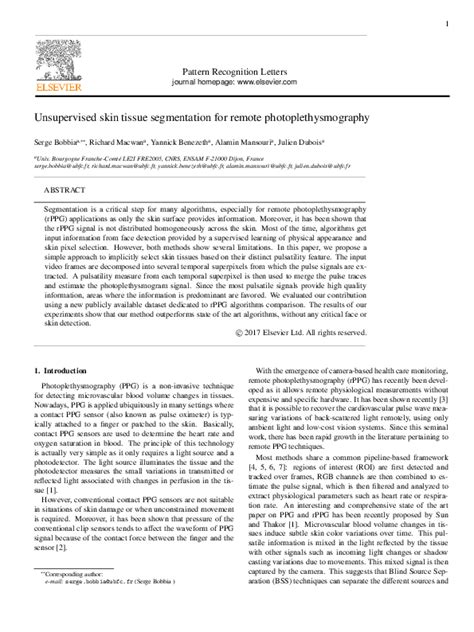 Pdf Unsupervised Skin Tissue Segmentation For Remote Photoplethysmography