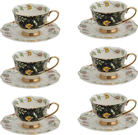 Haes Deco Kop En Schotel Set Van 6 Inhoud 200 Ml Kleuren Wit