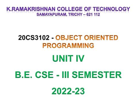 Oops Object Oriented Programming Unit 4pptx