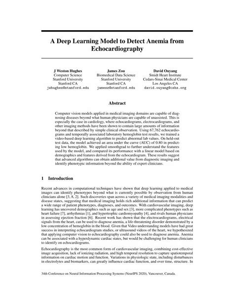 pdf a deep learning model to detect anemia from echocardiography