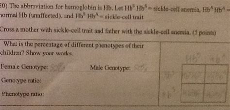 Solved The Abbreviation For Hemoglobin Is Hb Let Hb Hb