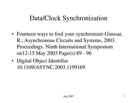 PPT Data Clock Synchronization PowerPoint Presentation Free Download ID 1454350