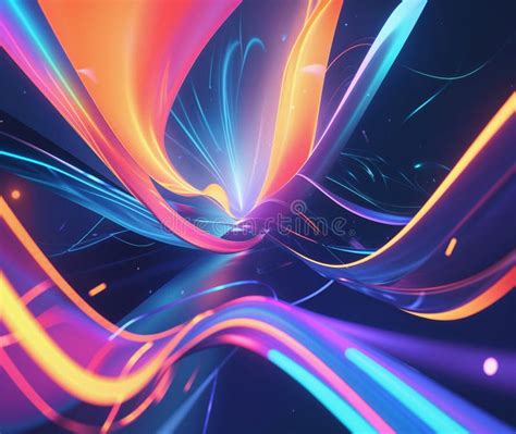 Dynamic Motion Collage With Vibrant Flowing Geometric And Organic Shapes Stock Illustration