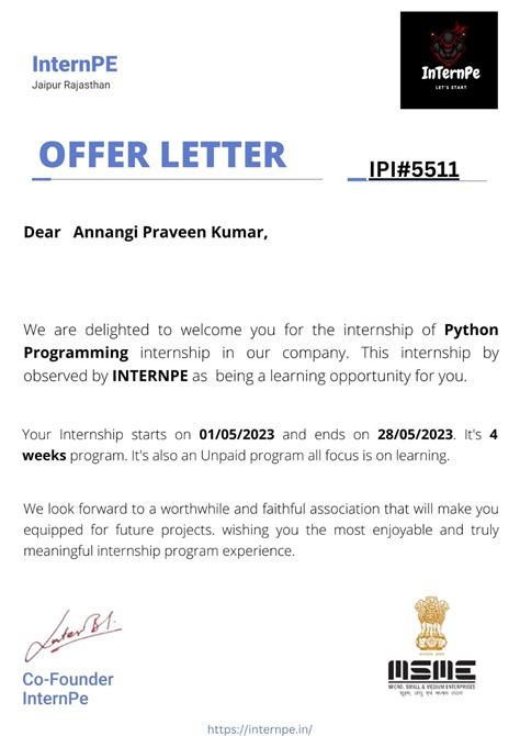 Annangi Praveen Kumar On Linkedin Python Internship