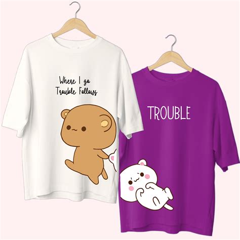 Playful Partners Trouble Duo Oversized Couple T Shirts Pack Of 2
