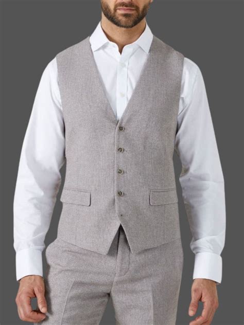 Skopes Skopes Jude Stone Beige Herringbone Tweed Waistcoat