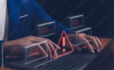 Cyber Security Concept Data Breach Man Using Computer With System