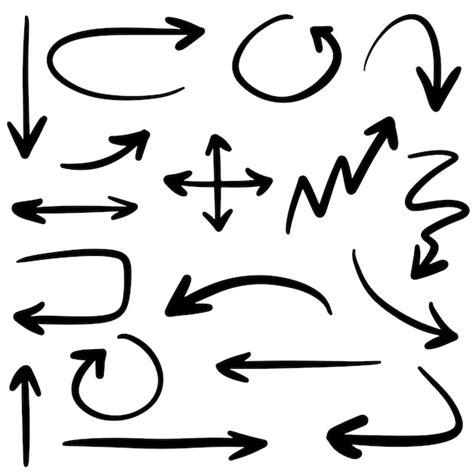 Vector De Flechas Dibujadas A Mano Con Estilo Doodle Aislado Vector
