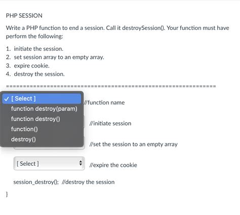 Solved PHP SESSION Write A PHP Function To End A Session Chegg