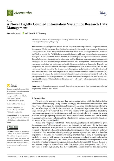 Pdf A Novel Tightly Coupled Information System For Research Data