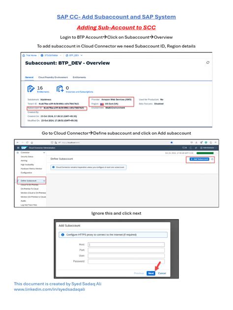 Sap Cloud Connector Sub Account And Sap Sys Integration Pdf