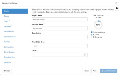 Instances Openstack User Documentation