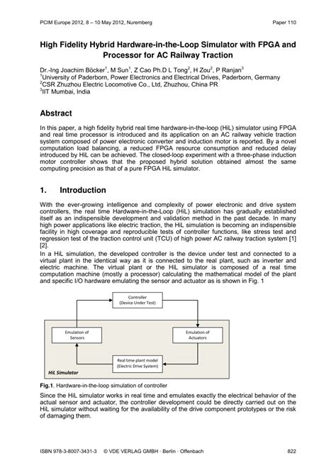 Pdf High Fidelity Hybrid Hardware In The Loop Simulator With Fpga And Processor For Ac Railway