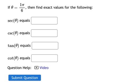 solved if θ 1π6 ﻿then find exact values for the