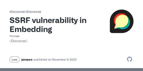 ssrf vulnerability in embedding · advisory · discourse discourse · github