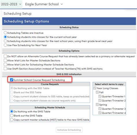 Summer School School Options Aeries Software
