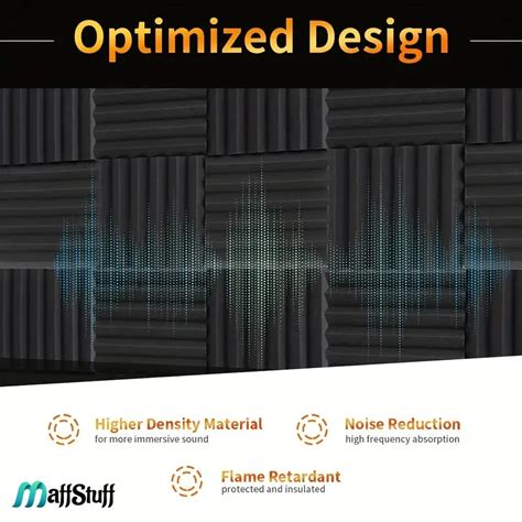 Комплект от 12 самозалепващи се звукопоглъщащи панели за звукоизолация от огнеупорна