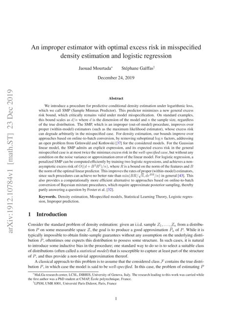 An Improper Estimator With Optimal Excess Risk In Misspecified Density