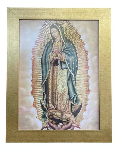 Cuadro Virgen De Guadalupe 63x81cm Marco Dorado Liso