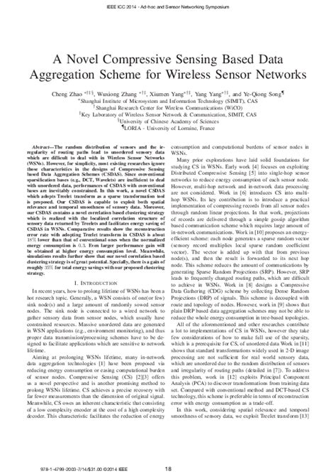 Pdf A Novel Compressive Sensing Based Data Aggregation Scheme For