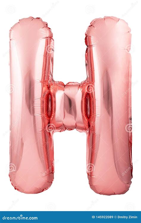 Rose Gold Letter H Made Of Inflatable Balloon Isolated On White