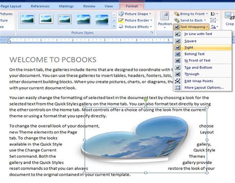 Microsoft Word Tutorial Applying Text Wrapping Style