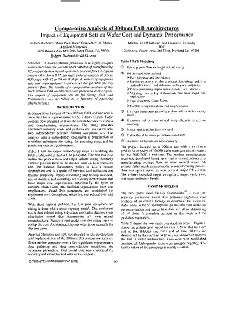 pdf comparative analysis of 300 mm fab architectures impact of