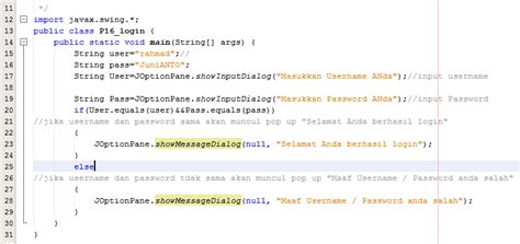 Pemrograman Berbasis Objek Program 16 Membuat Login Sederhana