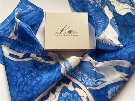 Svilena Ešarpa Slikana Rukom ~ Waves ~ Lana S Art