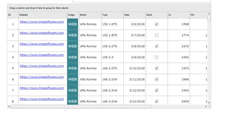 TWebJQXGrid TMS WEB Core