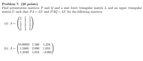 solved problem 7 20 points find permutation matrices p
