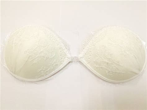 White Lace Embroidery Bra Super Push Up Silicone Bralette Backless