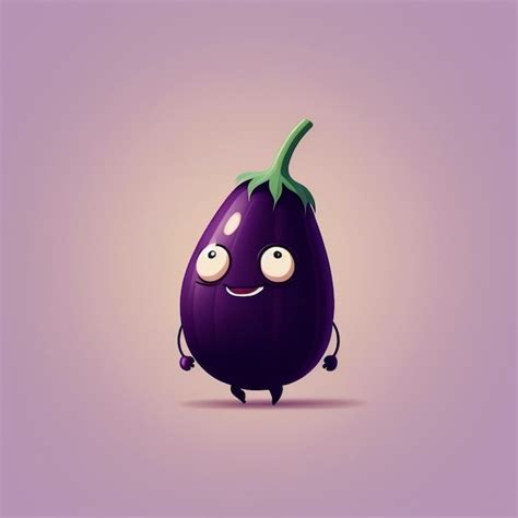 Premium Photo Kawaii Eggplant Funny Vegetables Cartoon Character