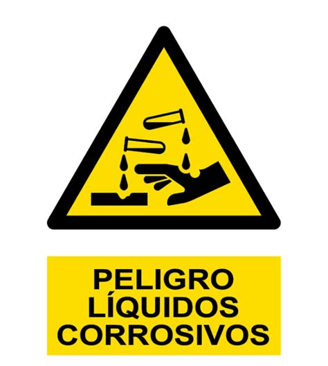 Señal Cartel De Peligro Líquidos Corrosivos Seguridad Ríos Y Ortiz Sl