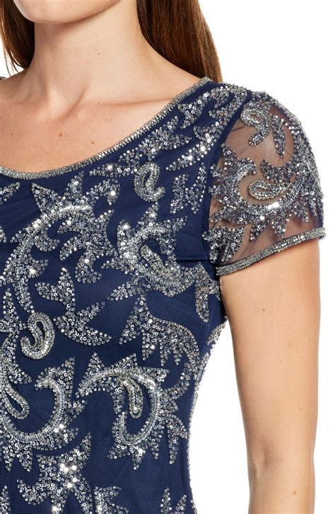Pisarro Nights Beaded Mesh Cocktail Dress Nordstrom