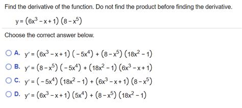 Solved Find The Derivative Of The Function Do Not Find The Chegg Com