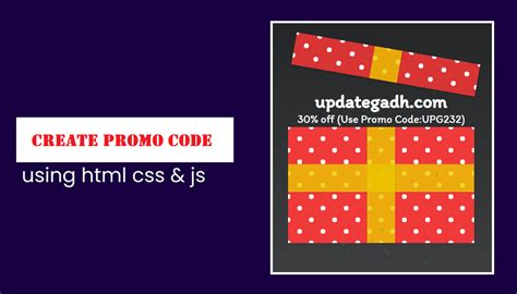 how to create a promo code using html css js free source code