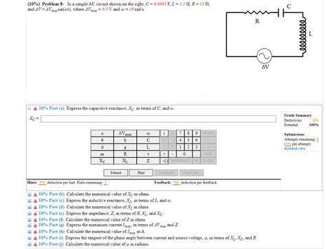 Solved Problem In A Simple AC Circuit Shown On The Chegg Com