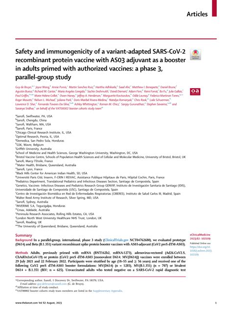 Pdf Safety And Immunogenicity Of A Variant Adapted Sars Cov 2