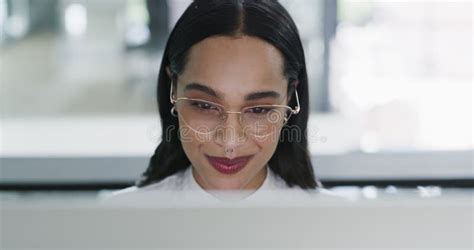 Business Thinking And Woman With Ideas Glasses And Problem Solving With Computer Project And